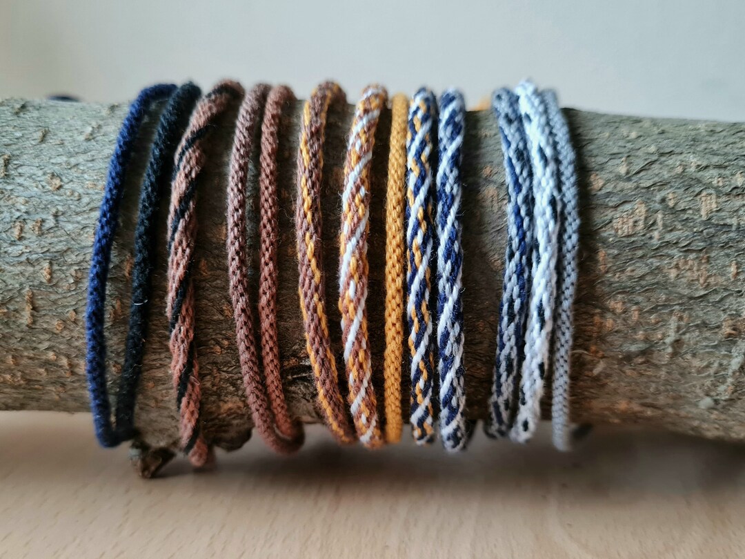 Set of Two Unisex Knotted Friendship Kumihimo Wish Bracelets in Neutral ...