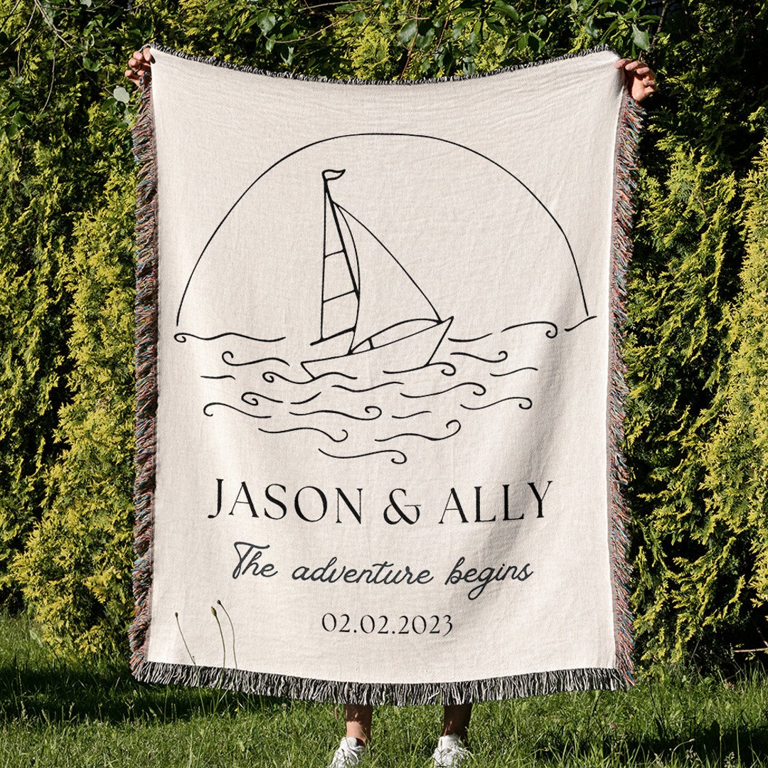 Boating Wedding Gift for Couples, Personalized Sailing Boat Blanket ...