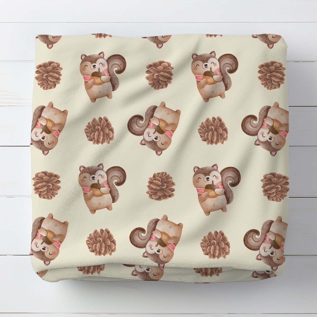 Squirrel Baby Blanket, Woodland Creatures Swaddle, Earthy Colors Fall ...