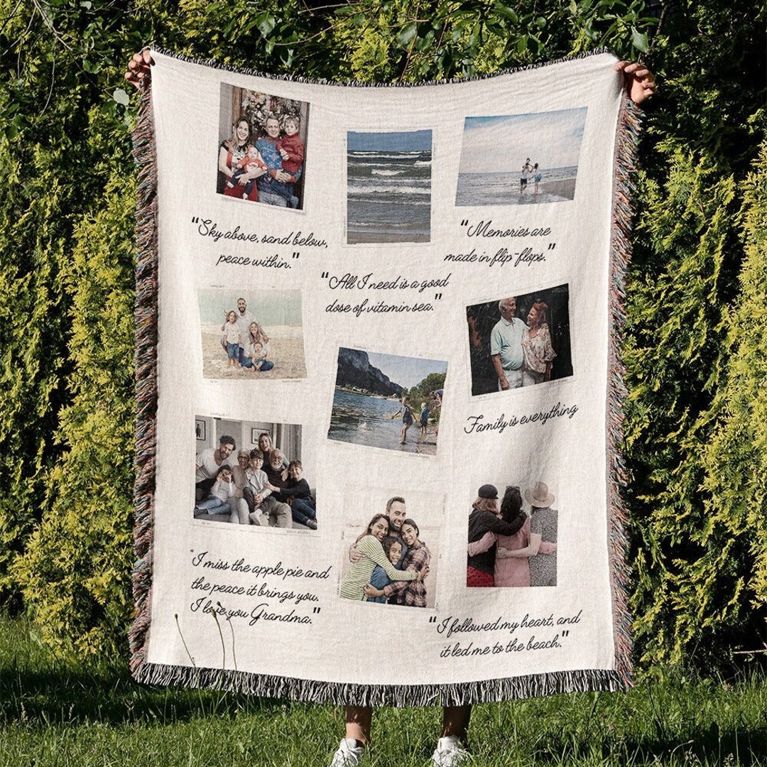 Personalized Blanket With Pictures and Notes, Custom Woven Blanket With ...