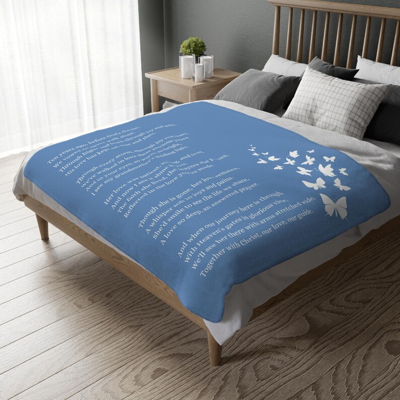 Personalized Poem Blanket: Custom Butterfly Calligraphy Quote Throw - Etsy