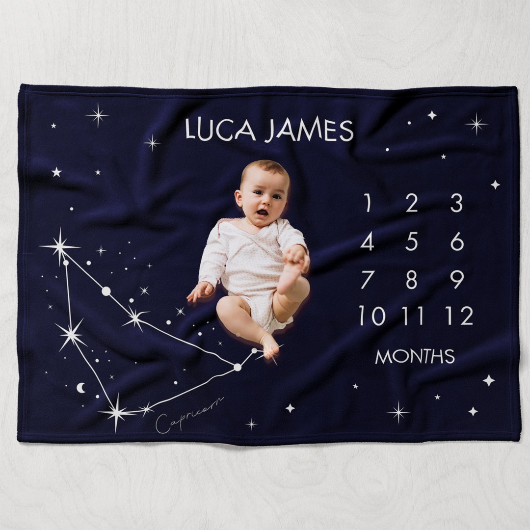 Zodiac Constellation Baby Milestone Blanket: Personalized Celestial ...