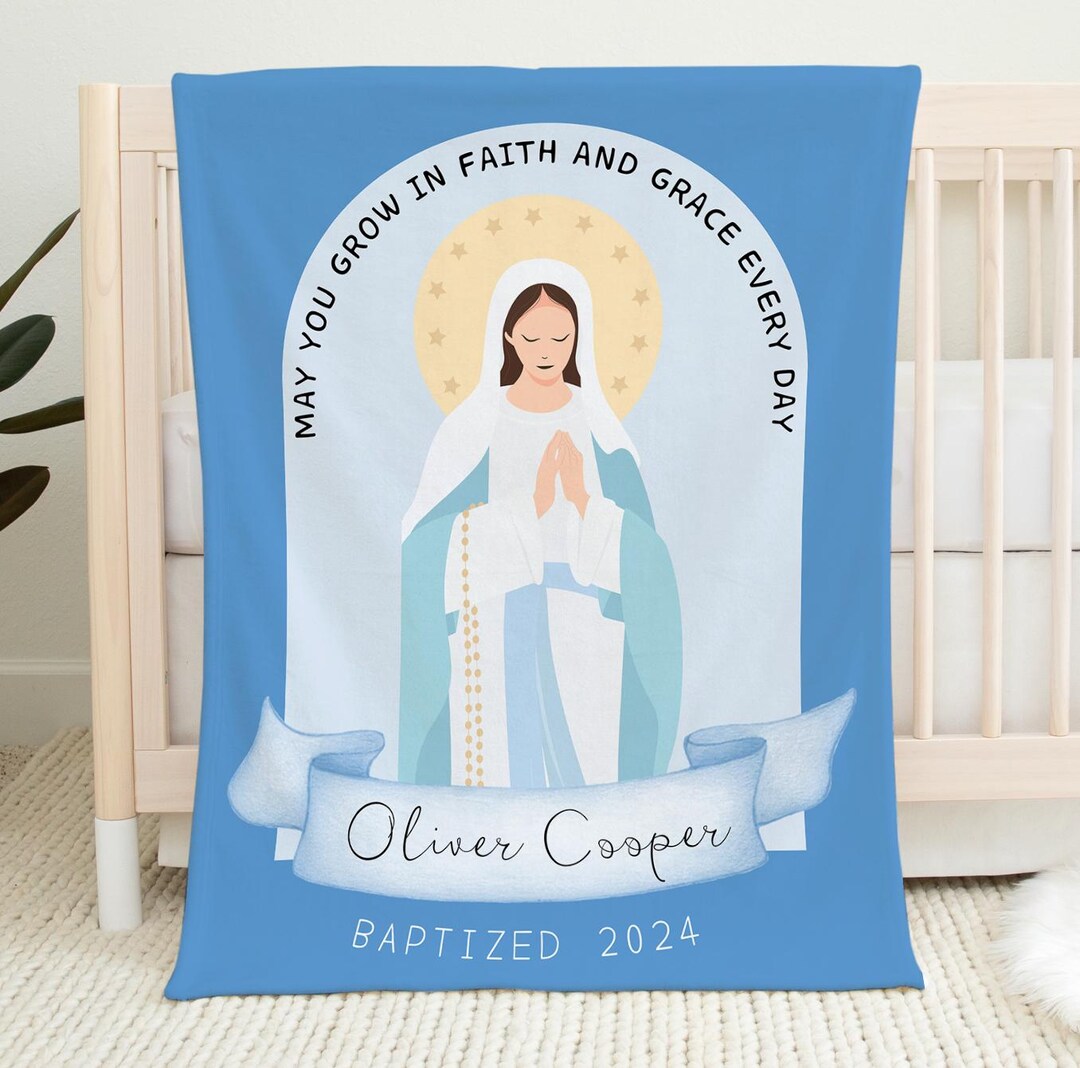 Baptism Godson Blanket, Virgin Mary Guidance Blanket, Godson Baptism ...