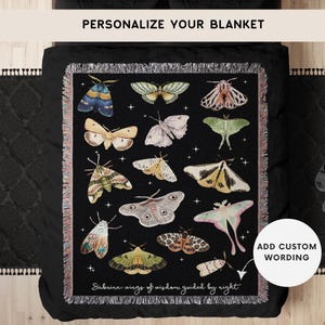Whimsigoth Moth Tapestry Blanket, Decorative Witchy Woven Throw Blanket ...