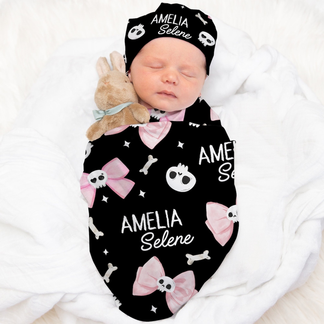 Goth Coquette Swaddle With Name, Personalized Soft & Stretchy Swaddle ...