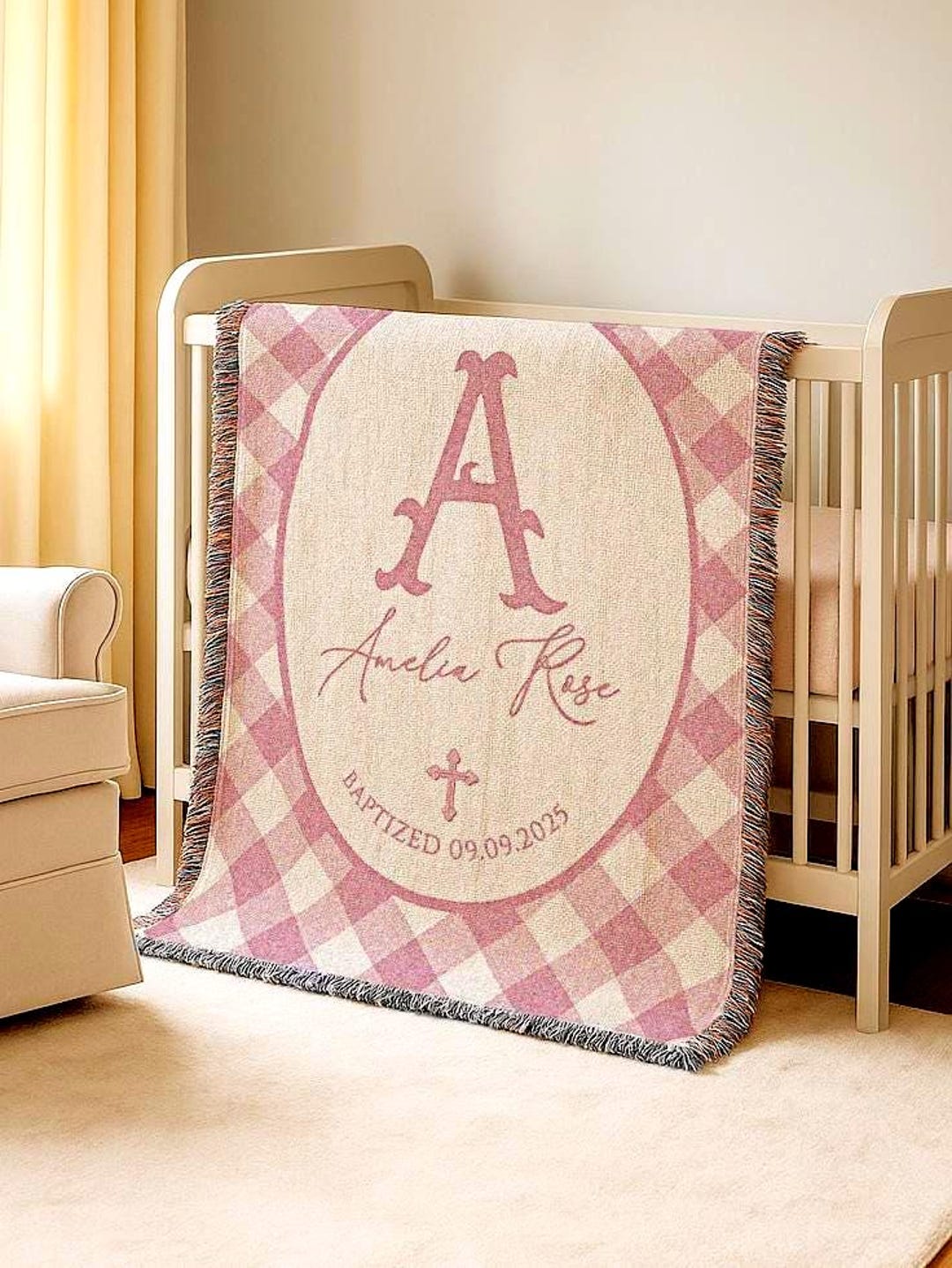 Personalized Baptism Baby Blanket Christening Girl Gift Monogram ...