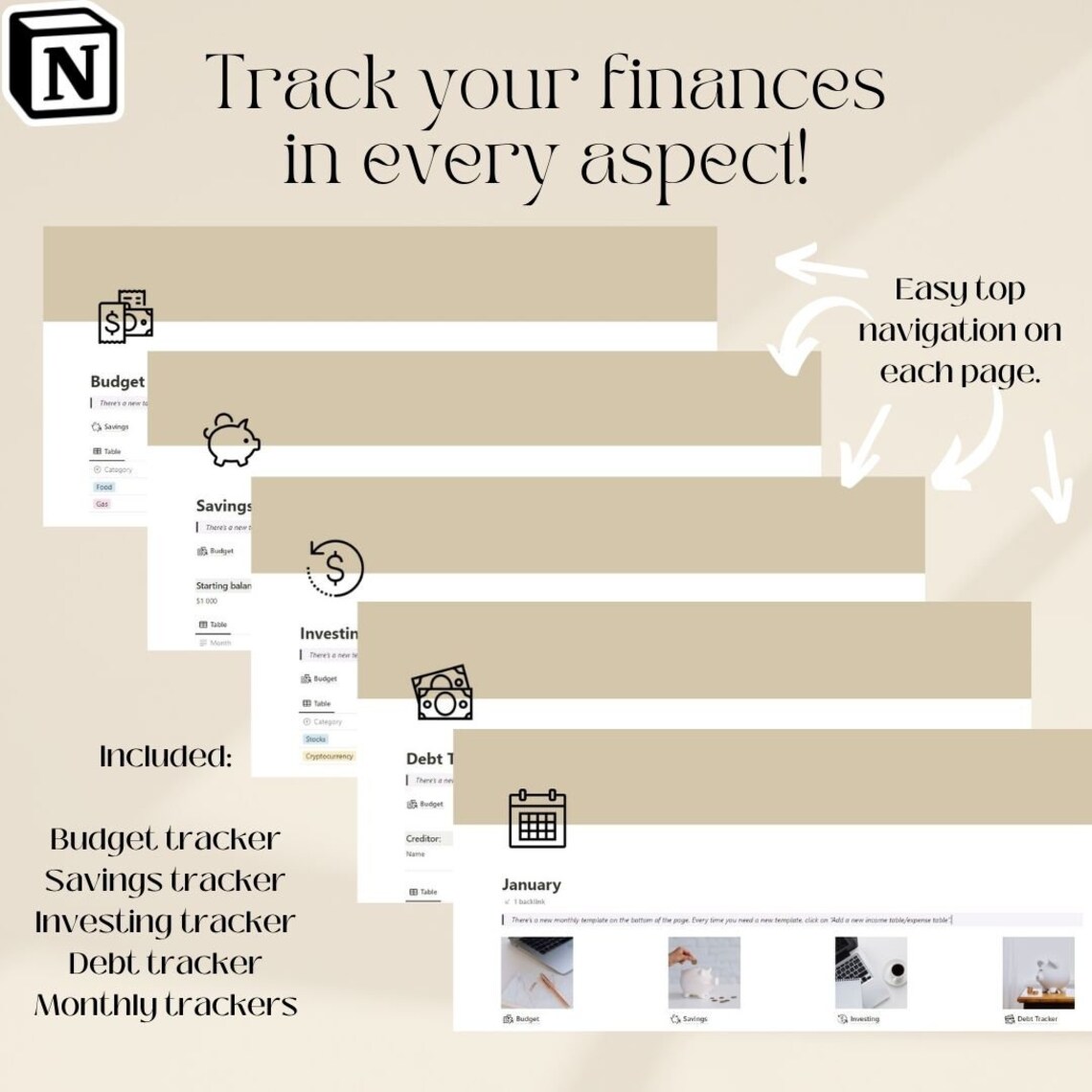 Notion Finance Tracker Template, Notion Budget Tracker, Money ...