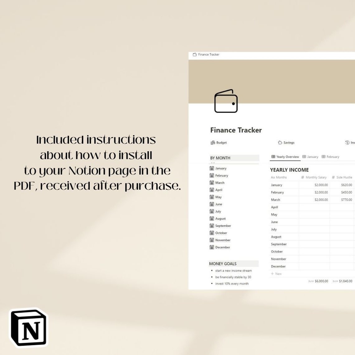 Notion Finance Tracker Template, Notion Budget Tracker, Money ...