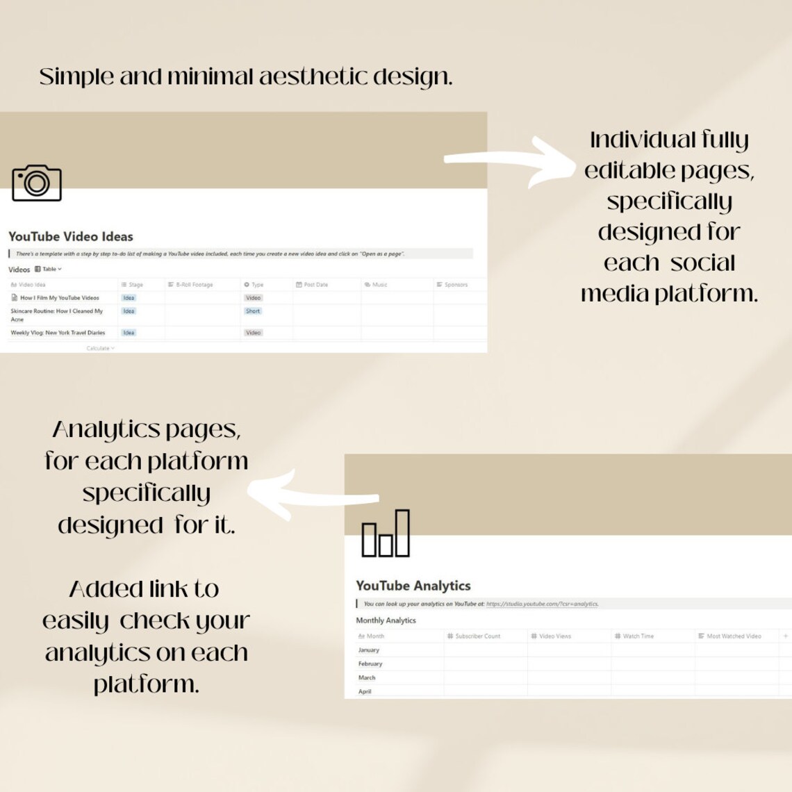 Notion Content Creator Template, Social Media Notion Template, Social ...
