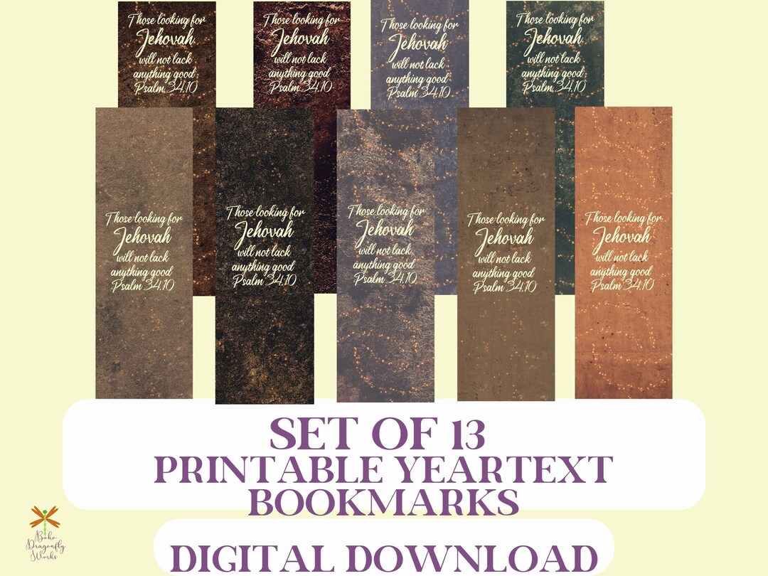 Printable Psalm 34:10 Bookmarks Set of 13 Bundle Stars & Moonscape ...