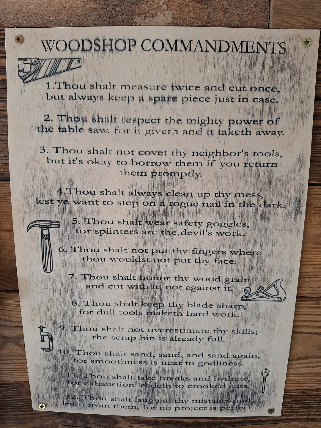 Woodshop Commandments Wall Sign Laser File - Etsy