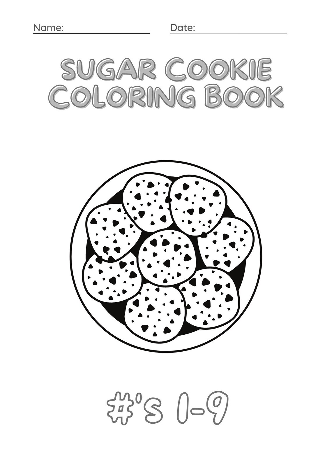 Sugar Cookie Coloring Book Numbers 1-9 Learn How to Count - Etsy