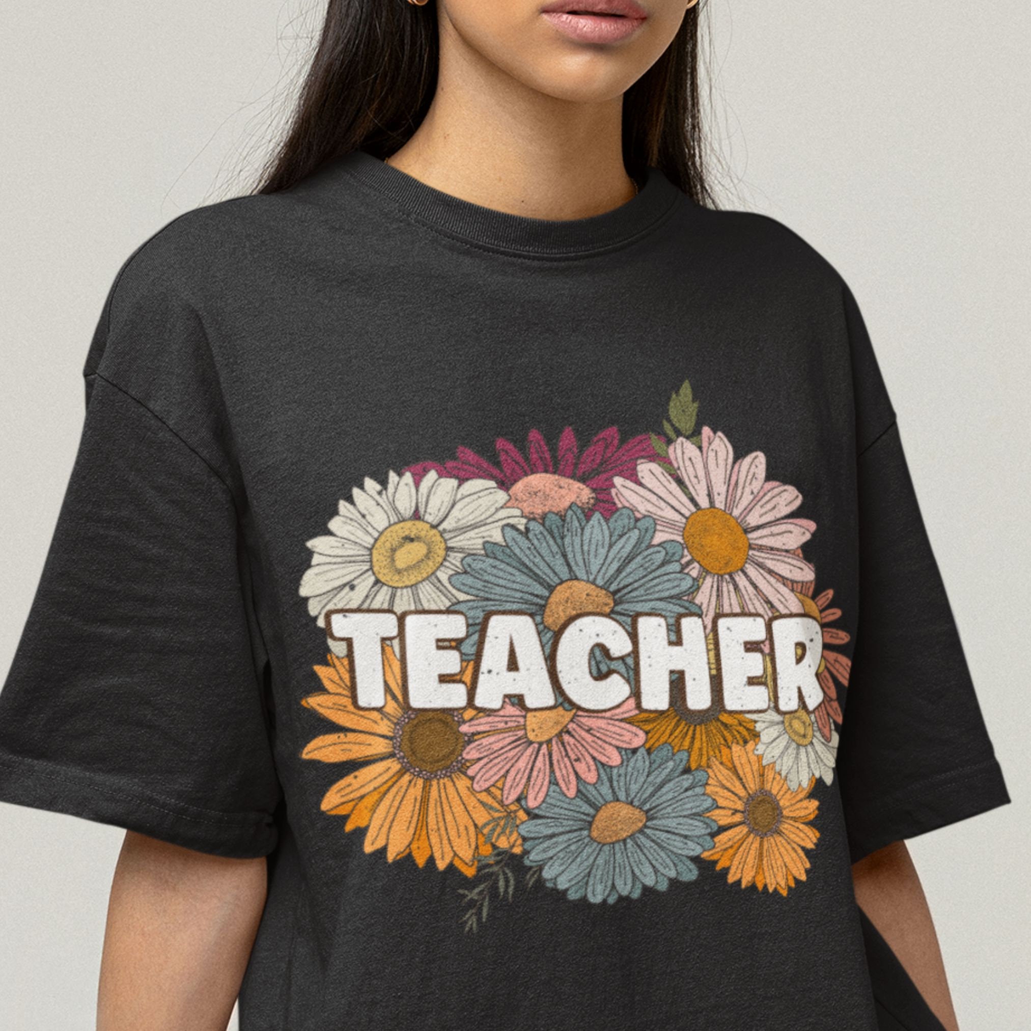 Retro Floral Teacher Png, Teach Love Inspire Png Design, Teacher Life ...