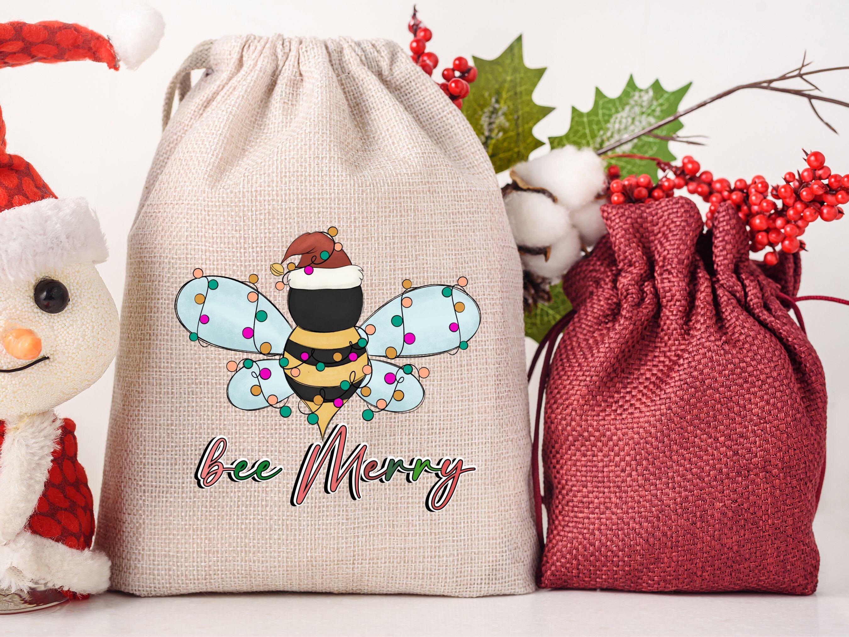 Bee Merry PNG, Christmas Bee Download Design for Sublimation, Santa Hat ...