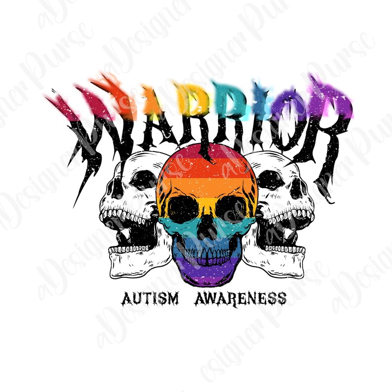 Autism Warrior PNG, Skull Autism Awareness Tshirt Sublimation Design ...