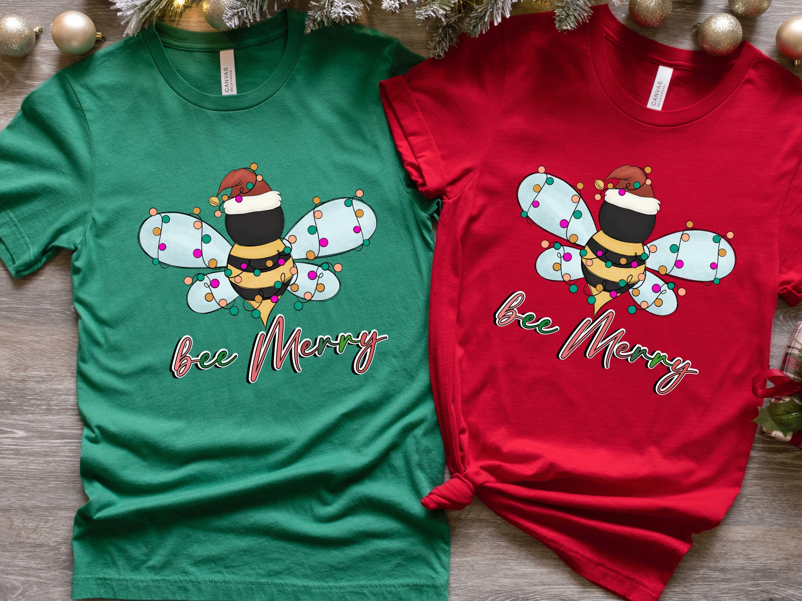 Bee Merry PNG, Christmas Bee Download Design for Sublimation, Santa Hat ...