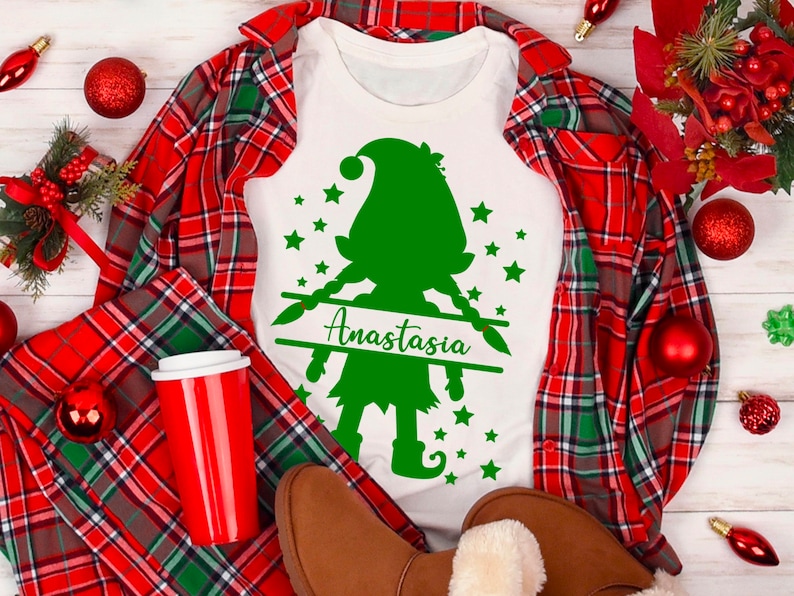 Elfs SVG, Christmas Split Monogram, Kids Cut Files Cricut, Children ...