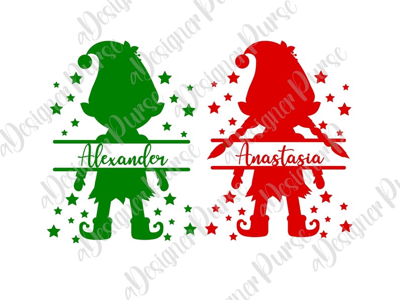 Elfs SVG, Christmas Split Monogram, Kids Cut Files Cricut, Children ...