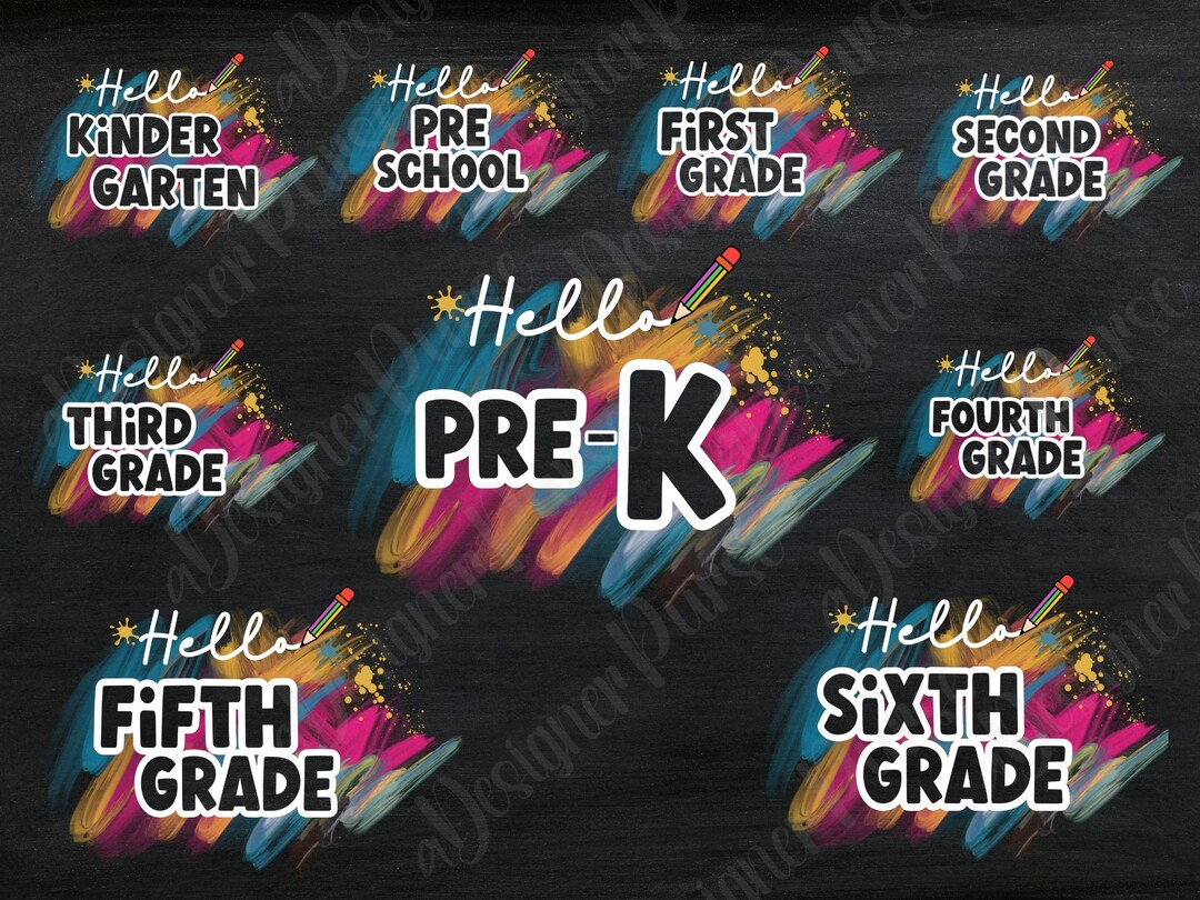 Hello Grades PNG, First Day of School Print, Back to School Designs ...