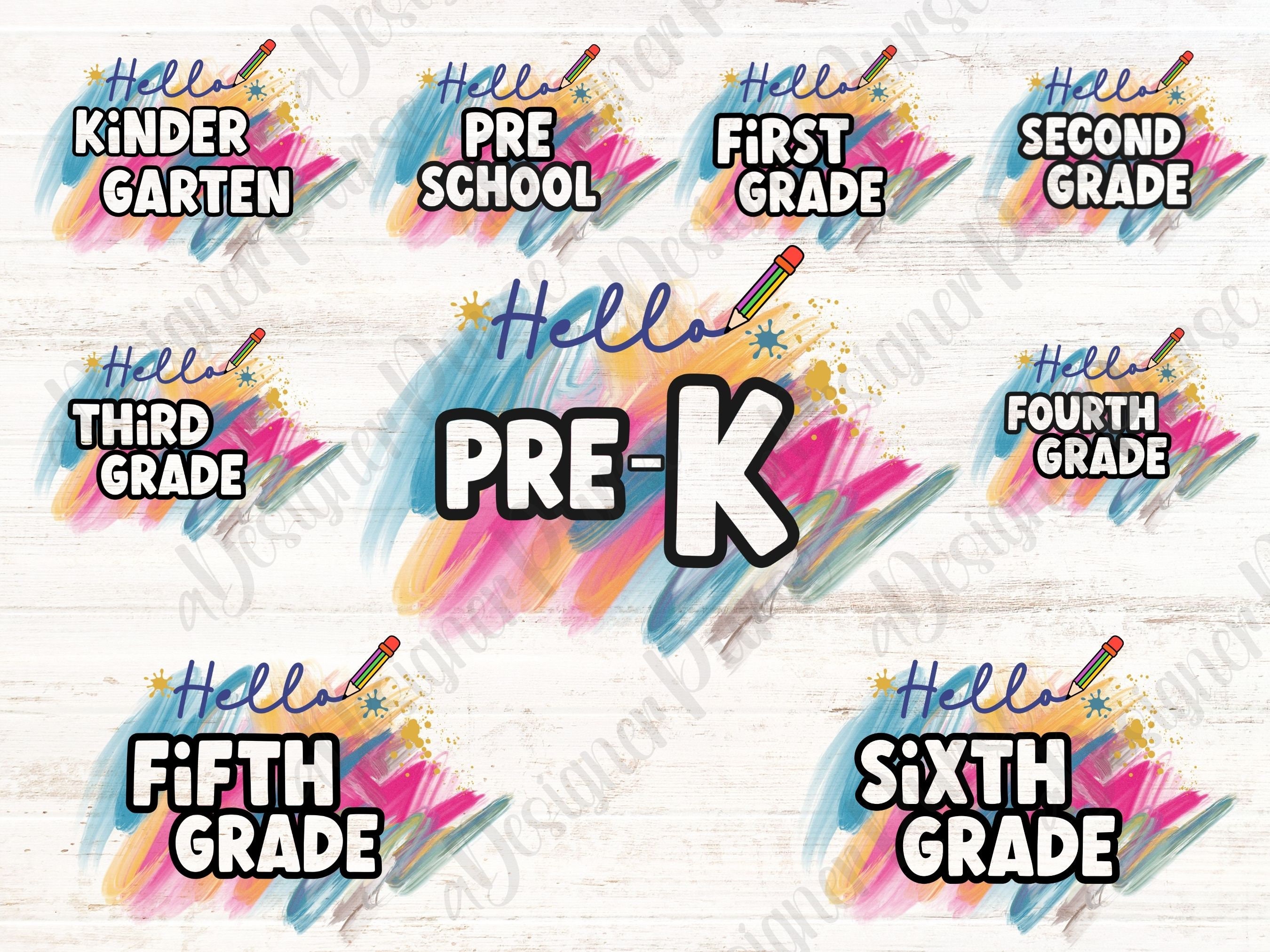Hello Grades PNG, First Day of School Print, Back to School Designs ...