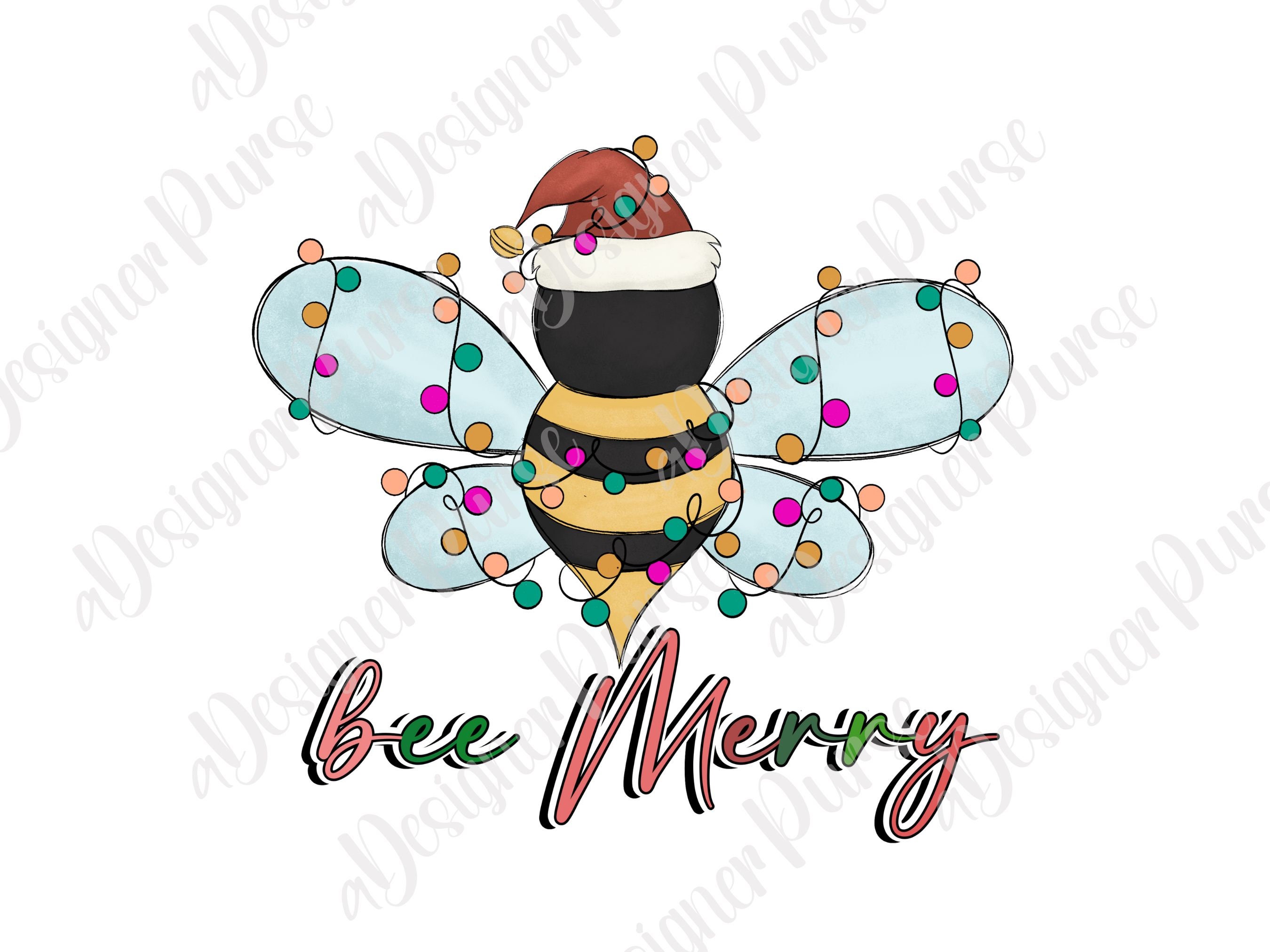 Bee Merry PNG, Christmas Bee Download Design for Sublimation, Santa Hat Clipart, Cute Merry ...