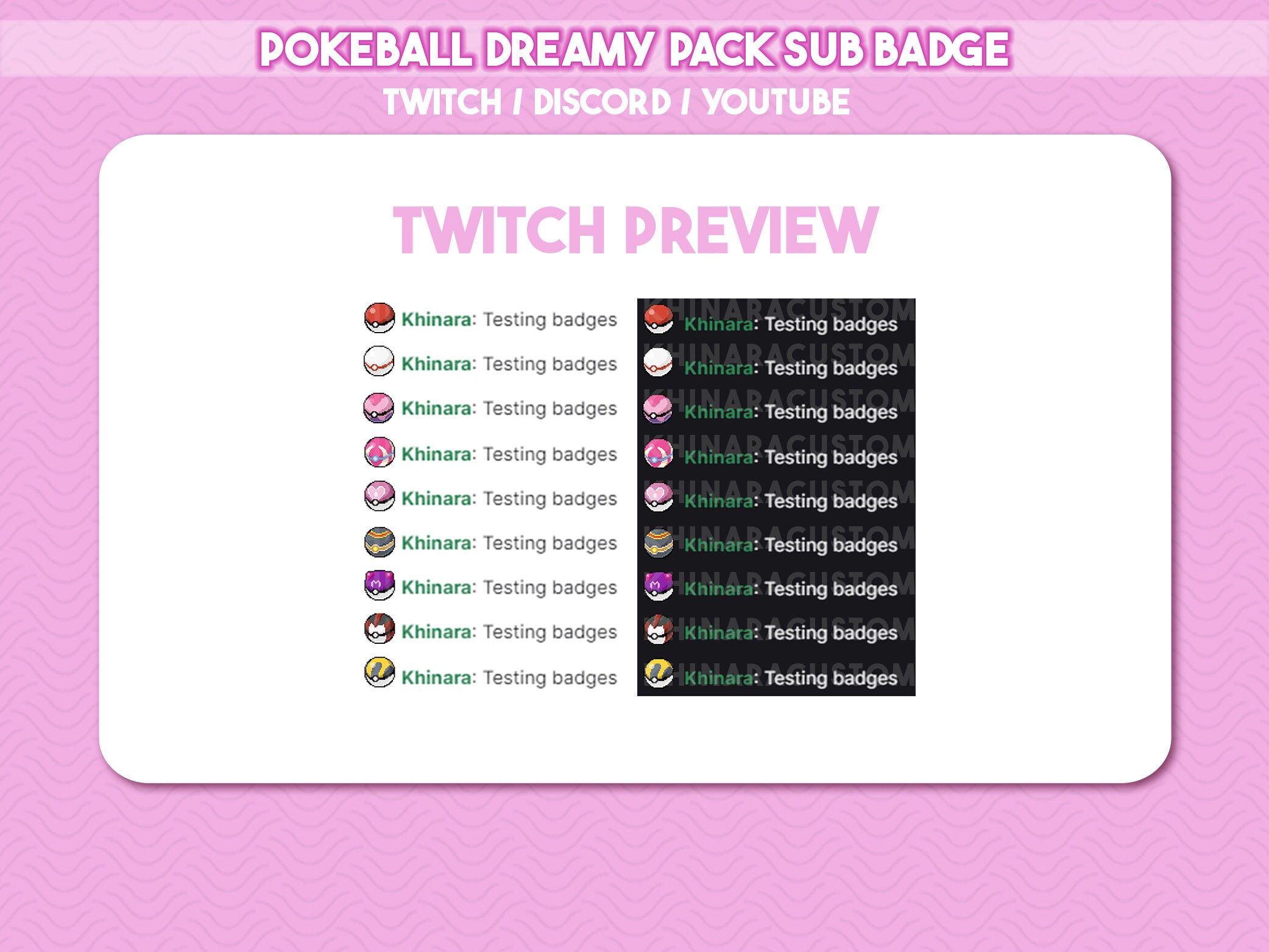 POKEBALL DREAMY PACK Sub Badges Pixel Art Twitch Bit Badges 9 Pieces - Etsy