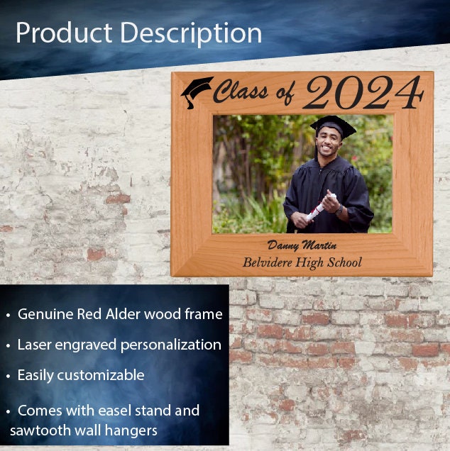 Personalized Class of 2024 Picture Frame, University Grad Picture Frame ...
