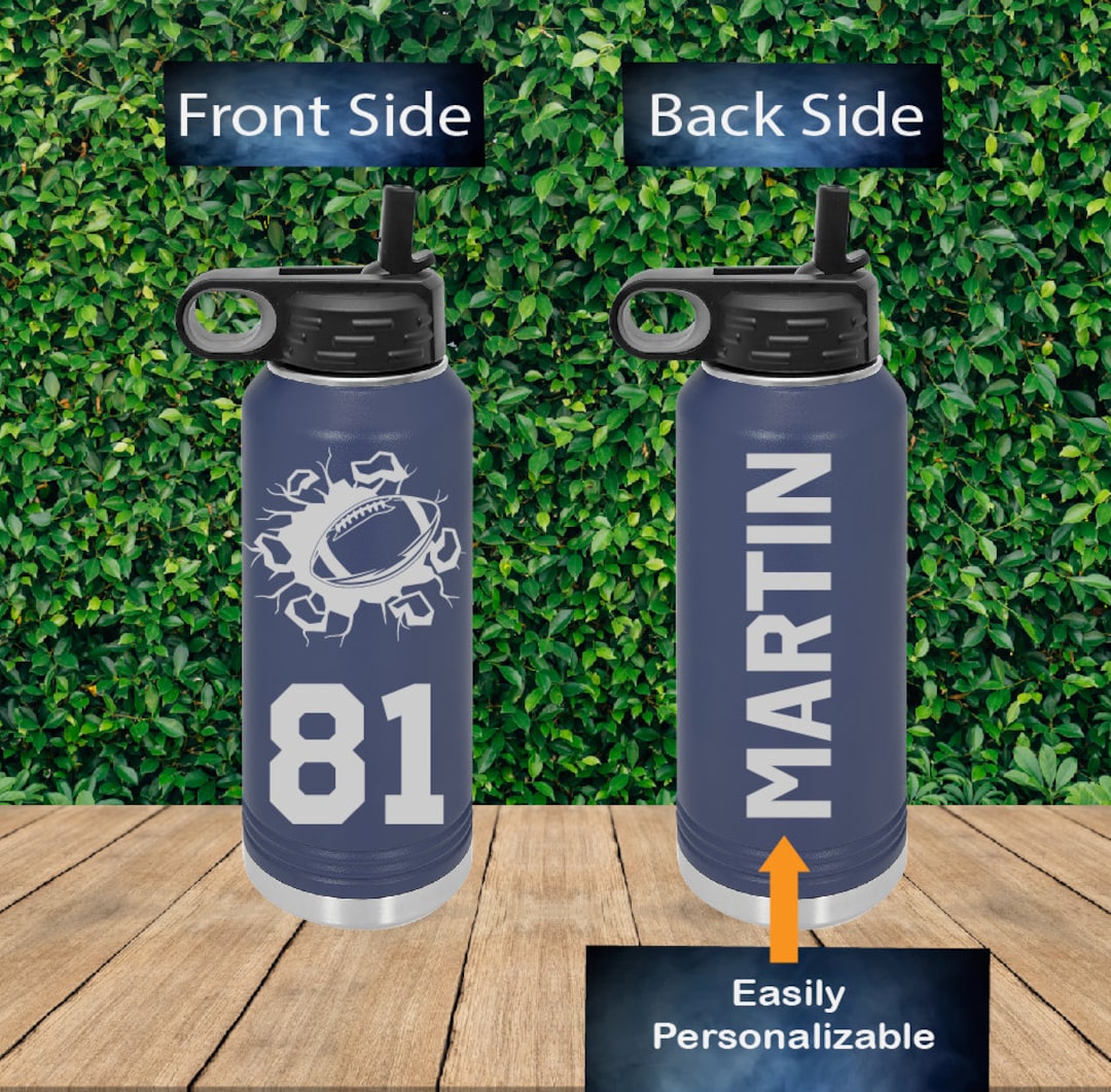 Football Player Custom Team Water Bottle, Personalized Custom Football ...