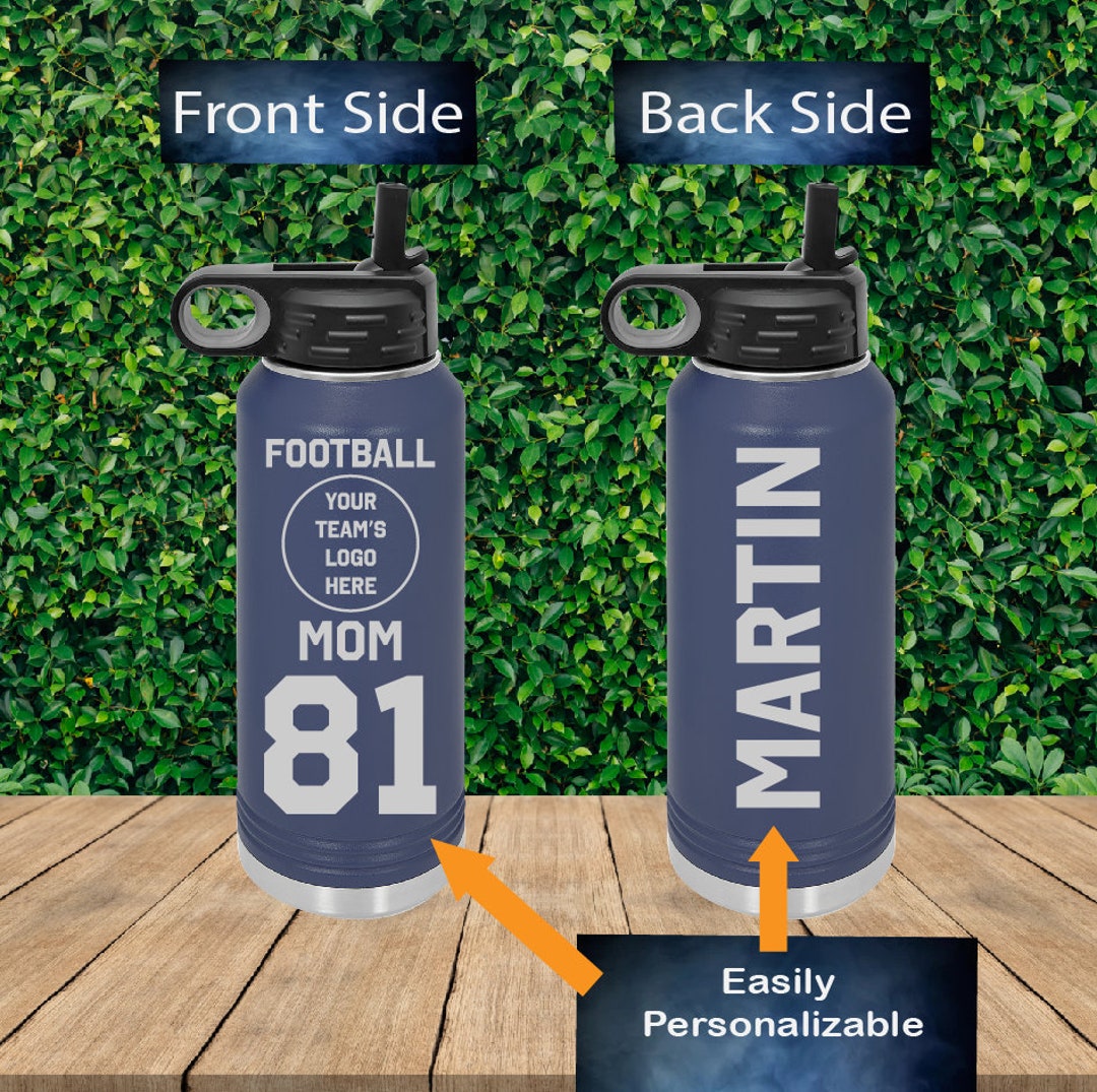 Custom Football Mom Team Water Bottle, Personalized 2 Sided Football ...