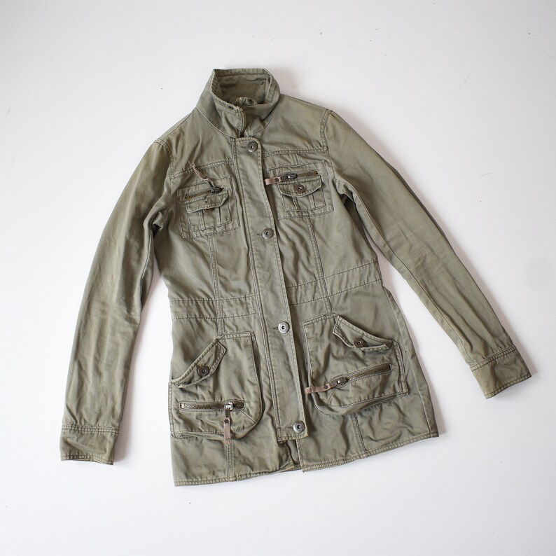 Y2k Army Vibes Khaki Green Jacket Utility Blazer - Etsy