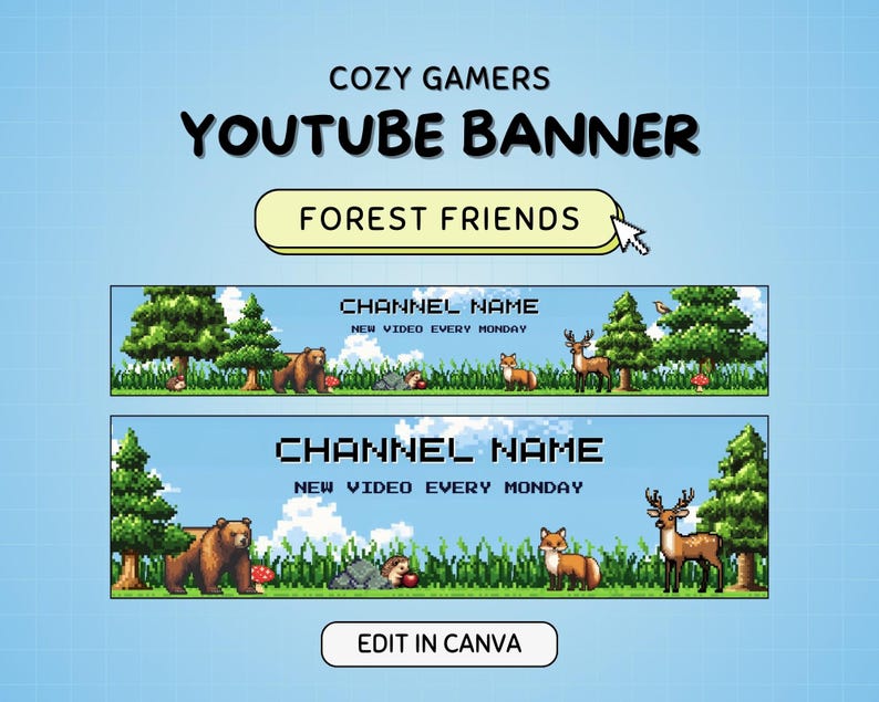 Youtube Banner Gaming, Pixel Art Forest Animals, Pixelated Nature ...