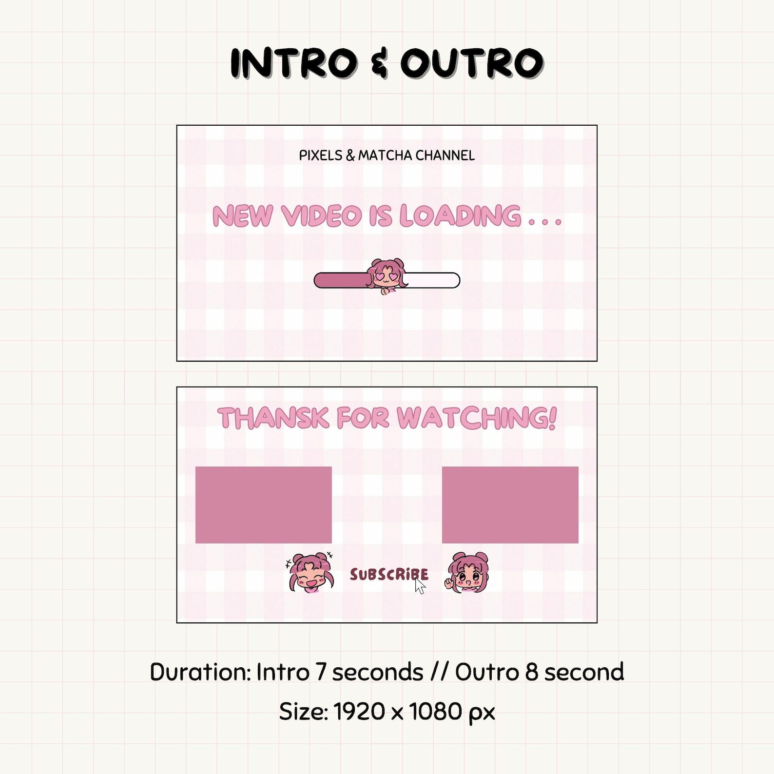 Pink Kawaii Girl Youtube Channel Banner, Cute Pastel Anime Intro ...
