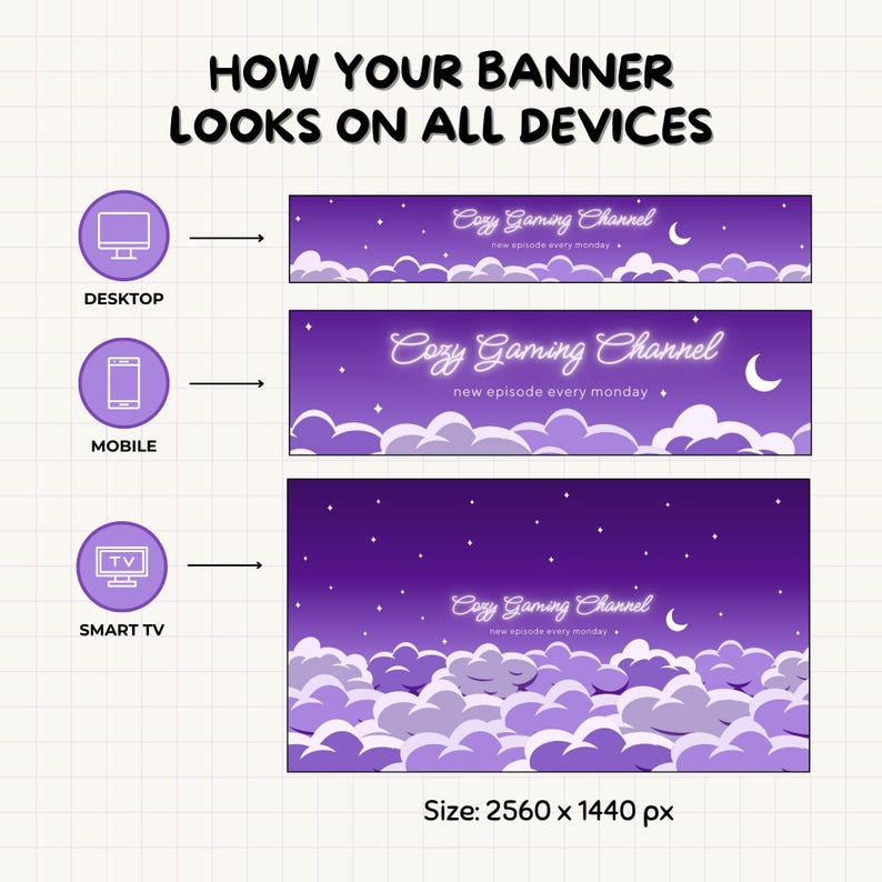 Dark Purple Clouds Youtube Channel Banner, Cute Night Sky Intro & Outro ...
