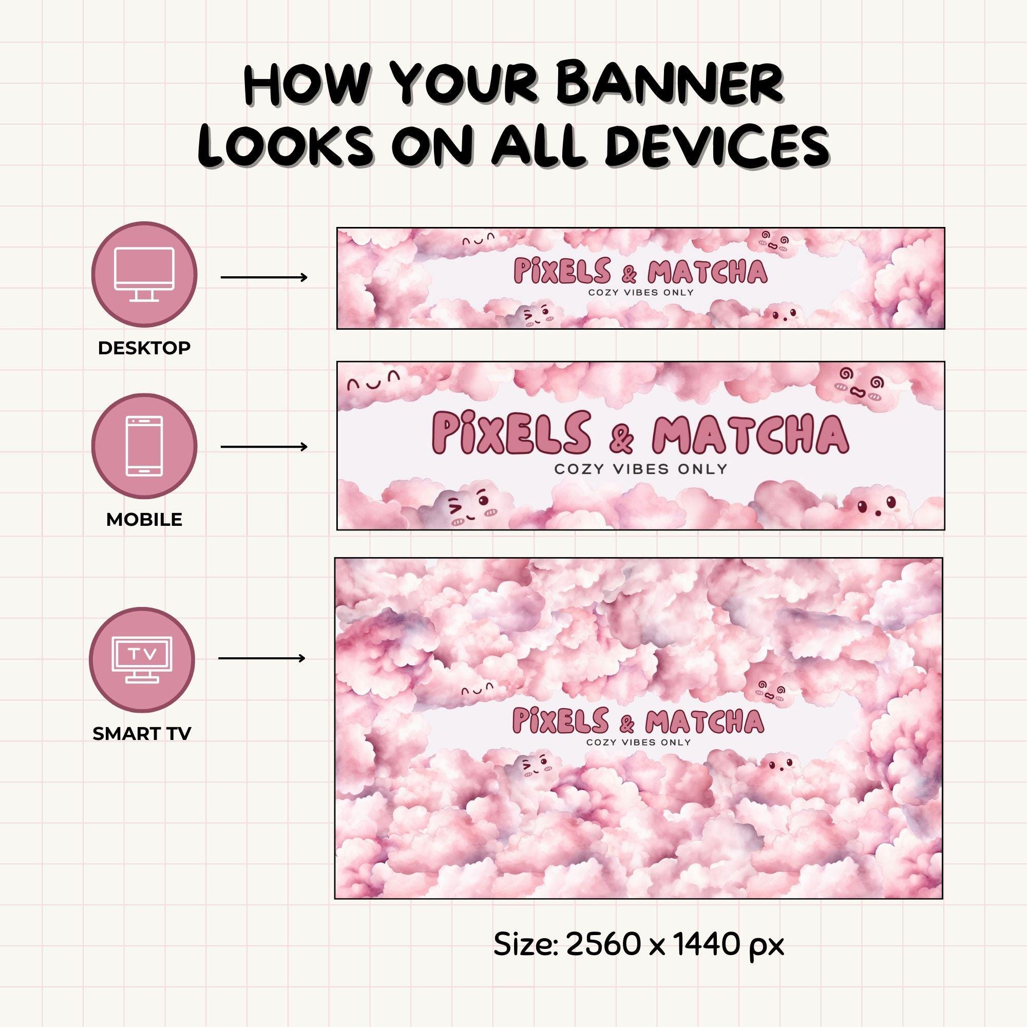 Pink Kawaii Clouds Youtube Channel Banner, Cute Pastel Sky Intro ...