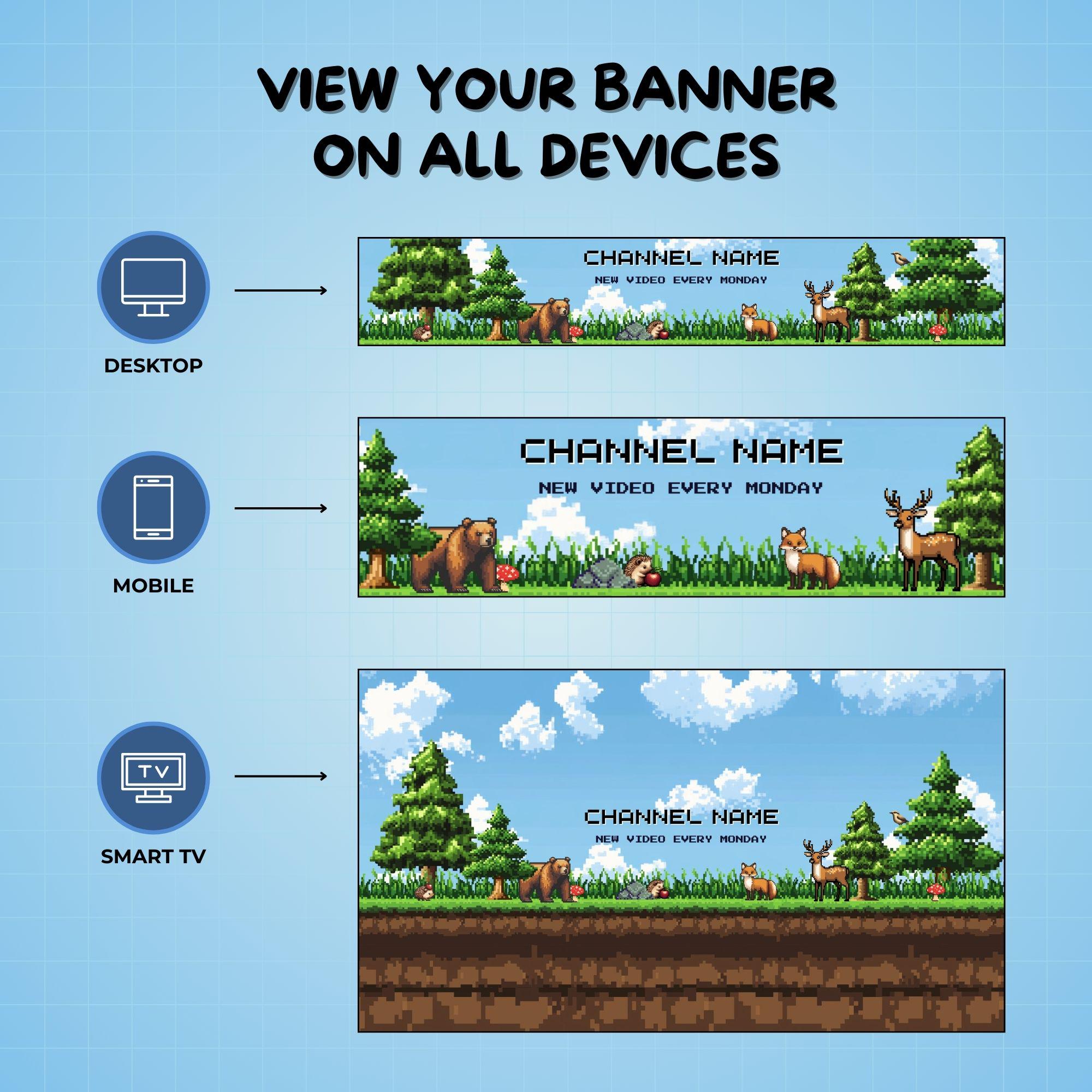 Youtube Banner Gaming, Pixel Art Forest Animals, Pixelated Nature ...