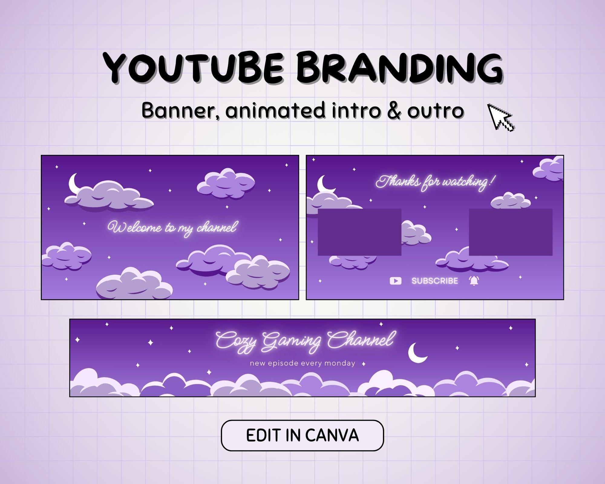 Dark Purple Clouds Youtube Channel Banner, Cute Night Sky Intro & Outro ...