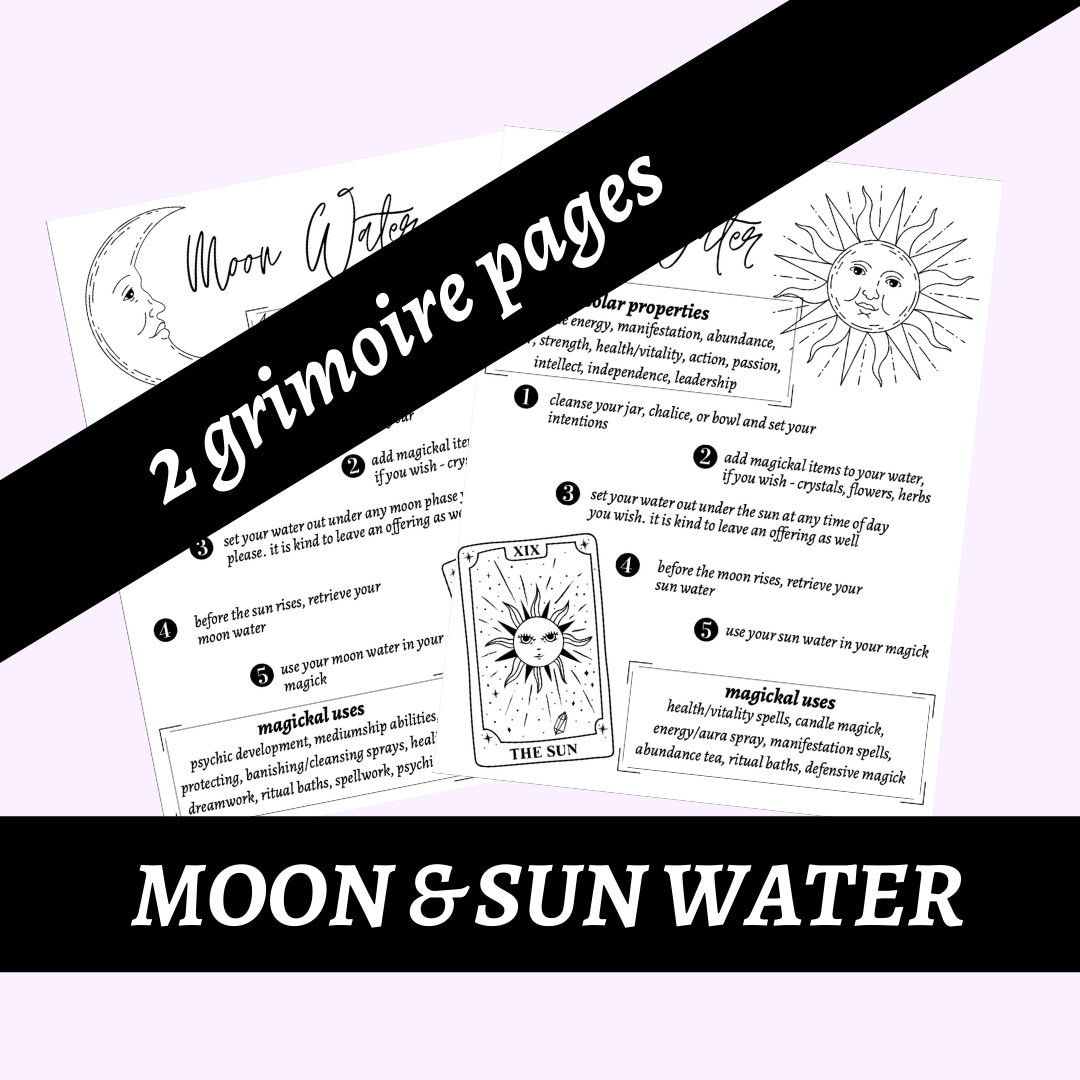 Sun & Moon Water Pack // Digital Grimoire // Printable Grimoire // Book ...