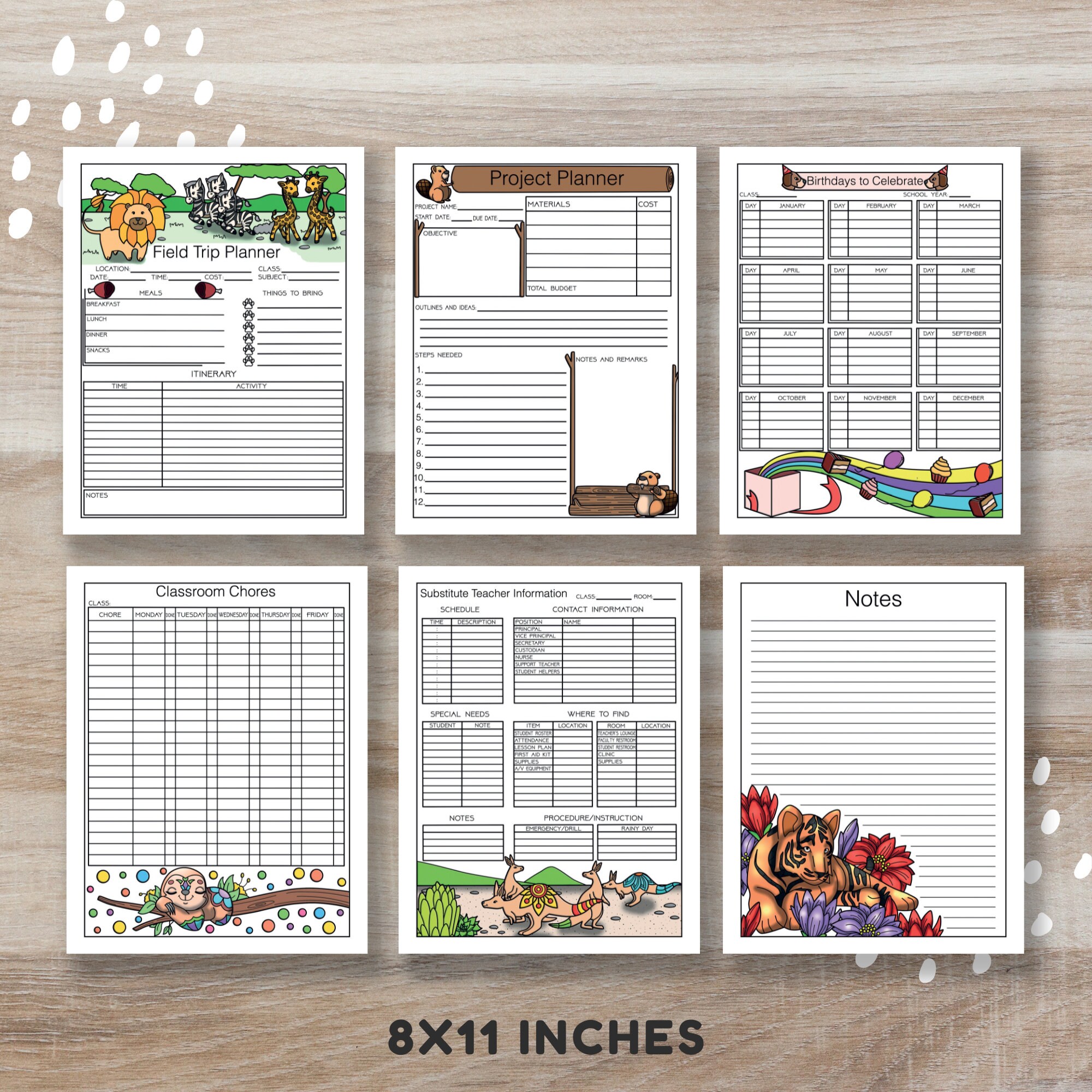 Printable Primary School Teacher Planner, Colorful Teacher Journal ...