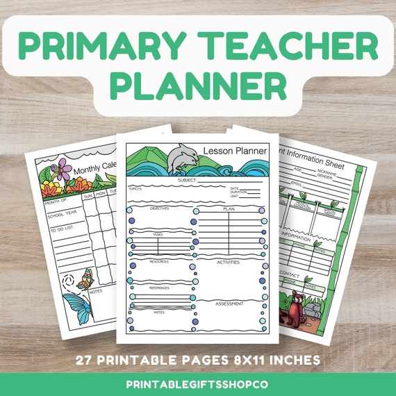 Printable Primary School Teacher Planner Colorful Teacher - Etsy