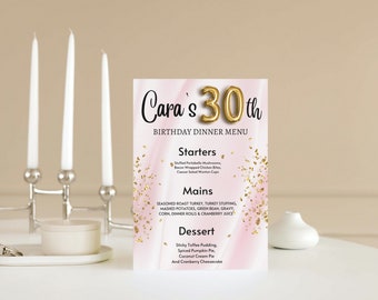 30th Birthday Drink Menu - Etsy