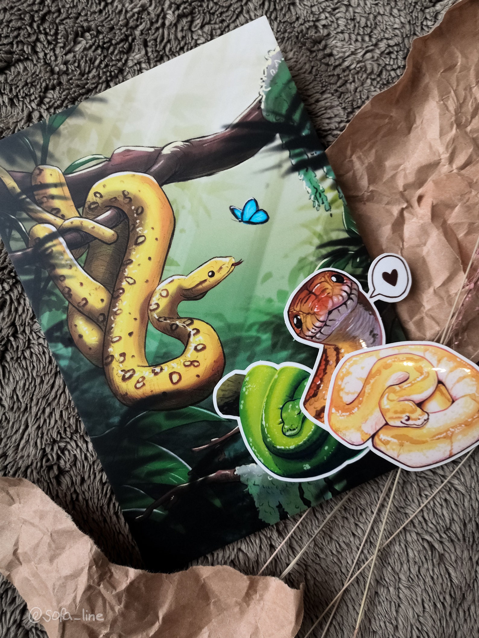 Snake and Butterfly (Medium Postcard 5" x 7") - Etsy.de