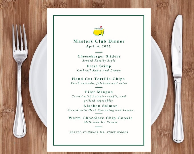 Masters Menu | Instant Download | Editable Template | 24/7 Access - Etsy