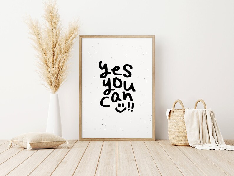 Yes You Can Quote Handwriting Poster Motivation Self Love Art Prints ...