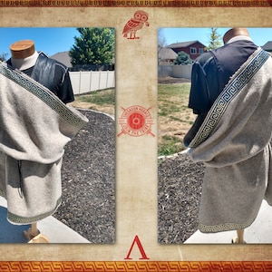 Hellenic Exomis: Dorian Wool Tunic With Meander Trim | Classical Greek ...