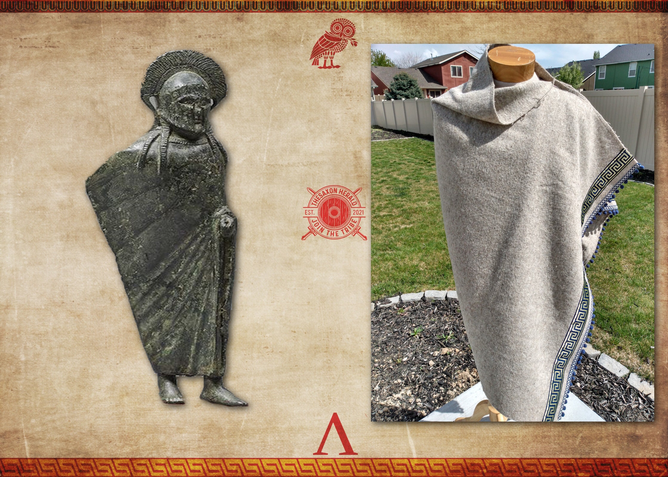 Spartan Chlamys || Hellenistic Cloak || Classical Greek Clothing From ...
