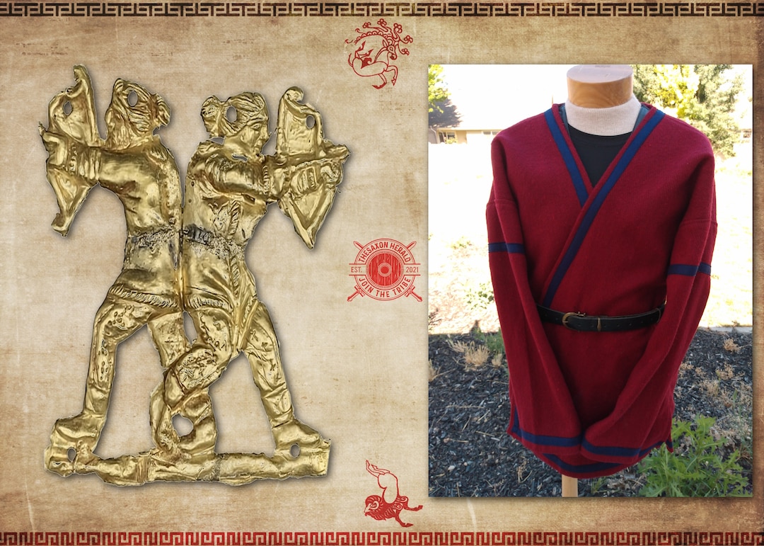 Royal Scythian Kurta || Red Wool With Blue Accents || Ancient Nomadic Attire || Historical ...