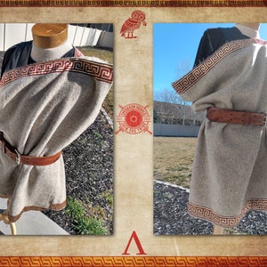 Hellenic Exomis: Dorian Wool Tunic With Greek Key Trim || Authentic ...