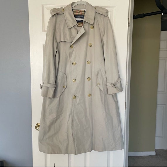 Vintage Burberrys Long Trench Coat Beige Size Large 5… - Gem