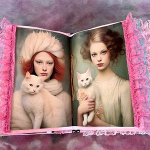 Handmade Pink Cat Lovers Junk Journal - Writing Journal - Gift for Cat ...