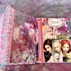 Handmade Pink Cat Lovers Junk Journal - Writing Journal - Gift for Cat ...